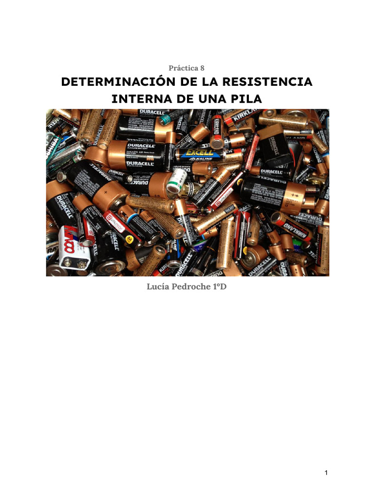 Resistencia Interna Pila Práctica 8 | PDF | Resistencia Eléctrica y ...