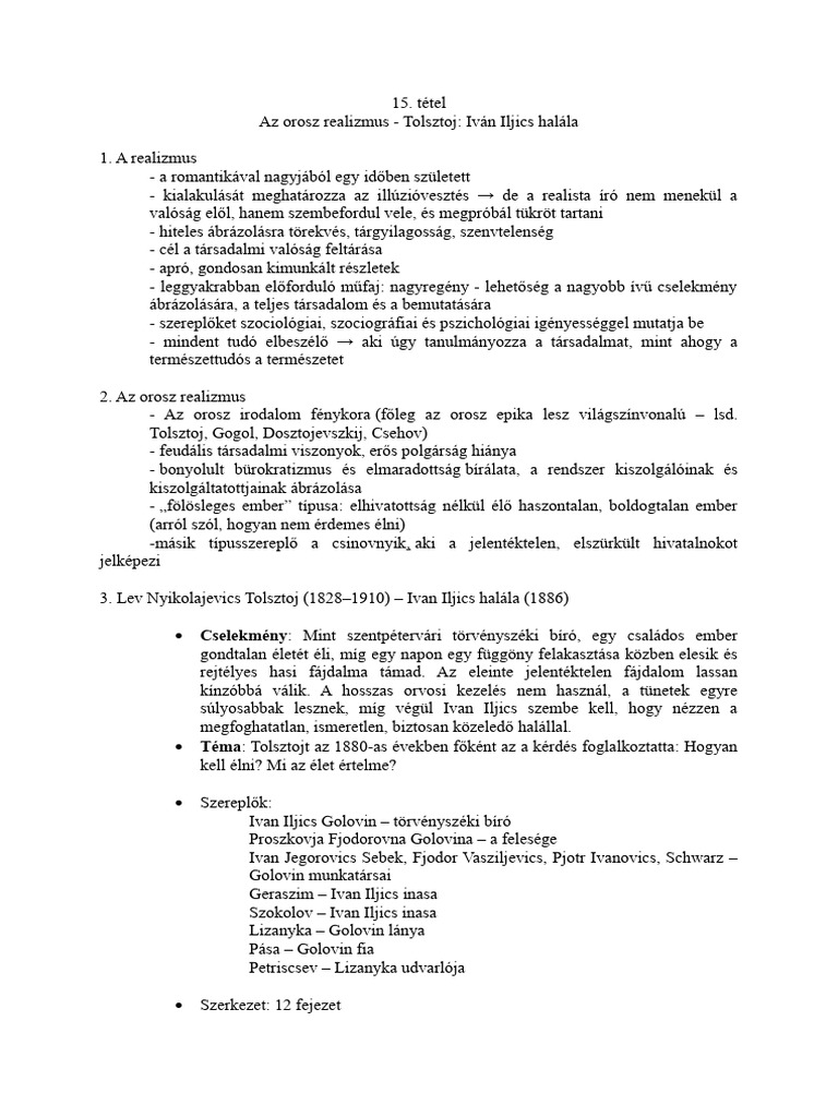 Tétel - Ivan Iljics Halála | PDF