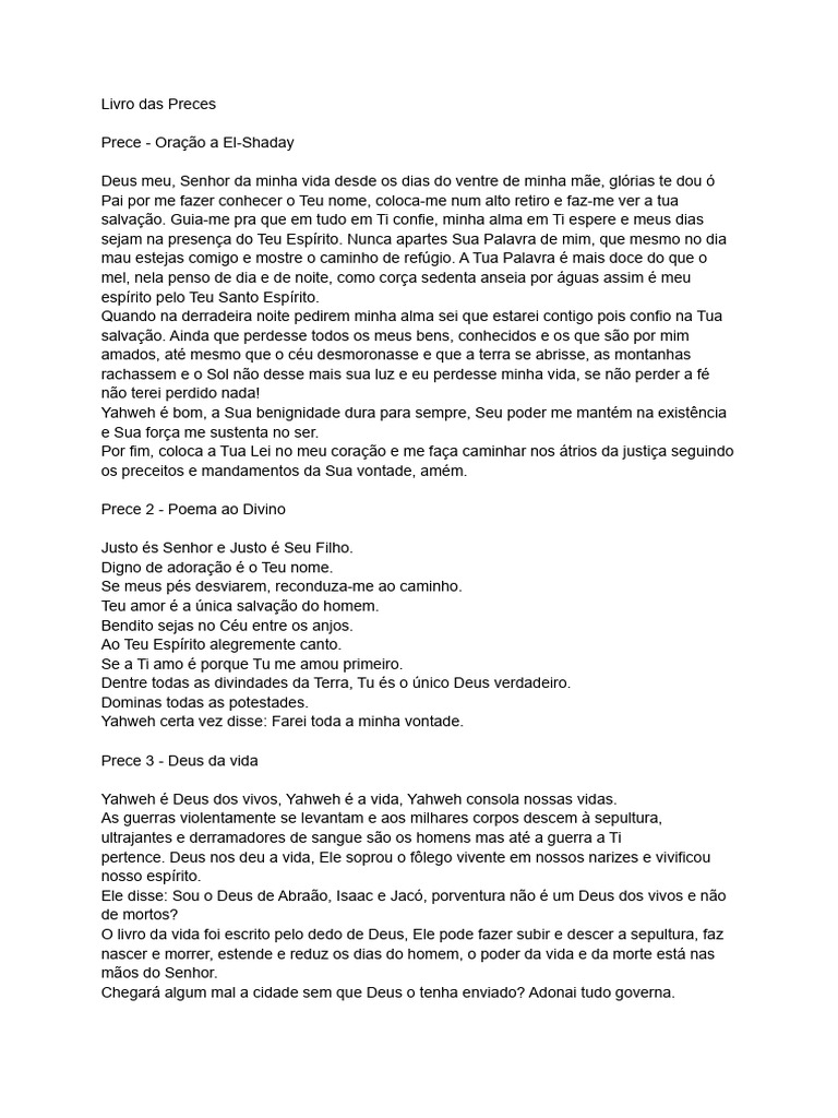 Livro Das Preces (2021) | PDF | Deus | Oração