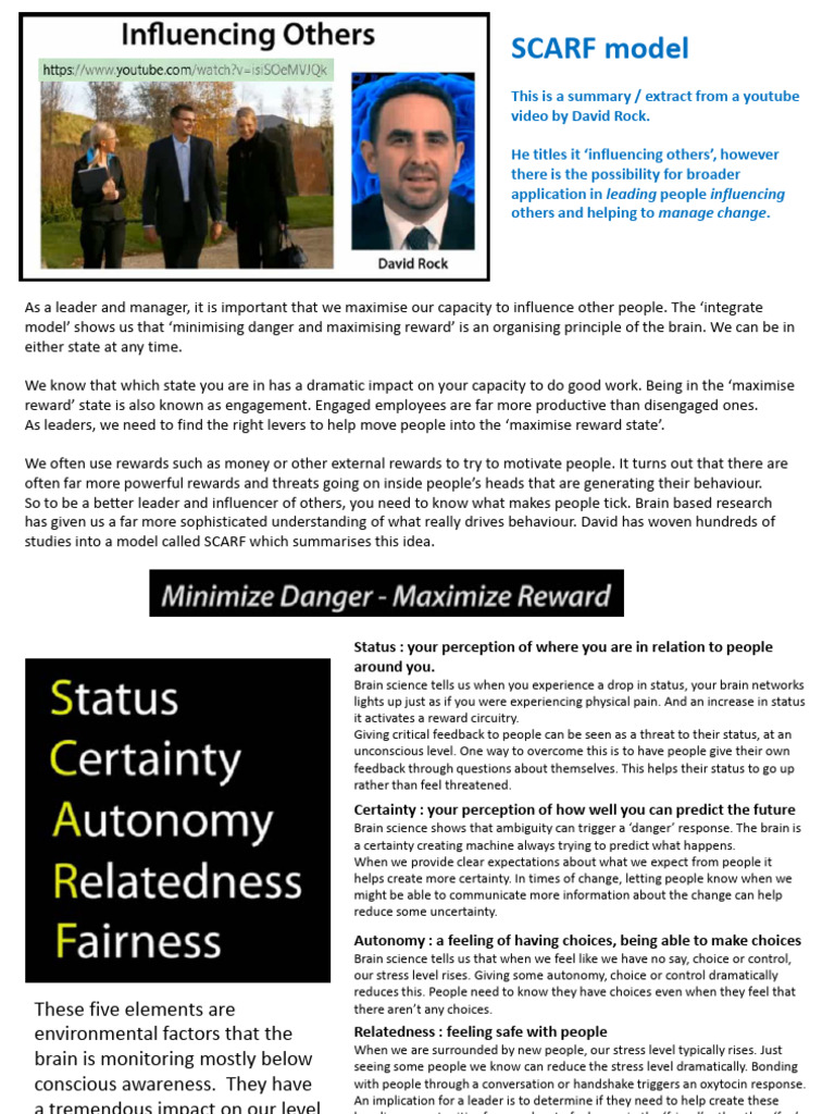 SCARF Model Summary | PDF | Feeling | Brain