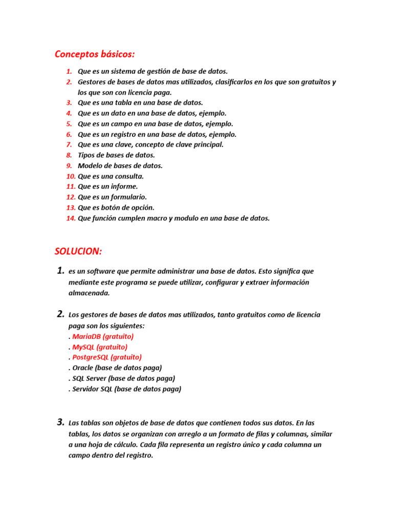 Conceptos Básicos Access | PDF | Bases de datos | Macro (informática)