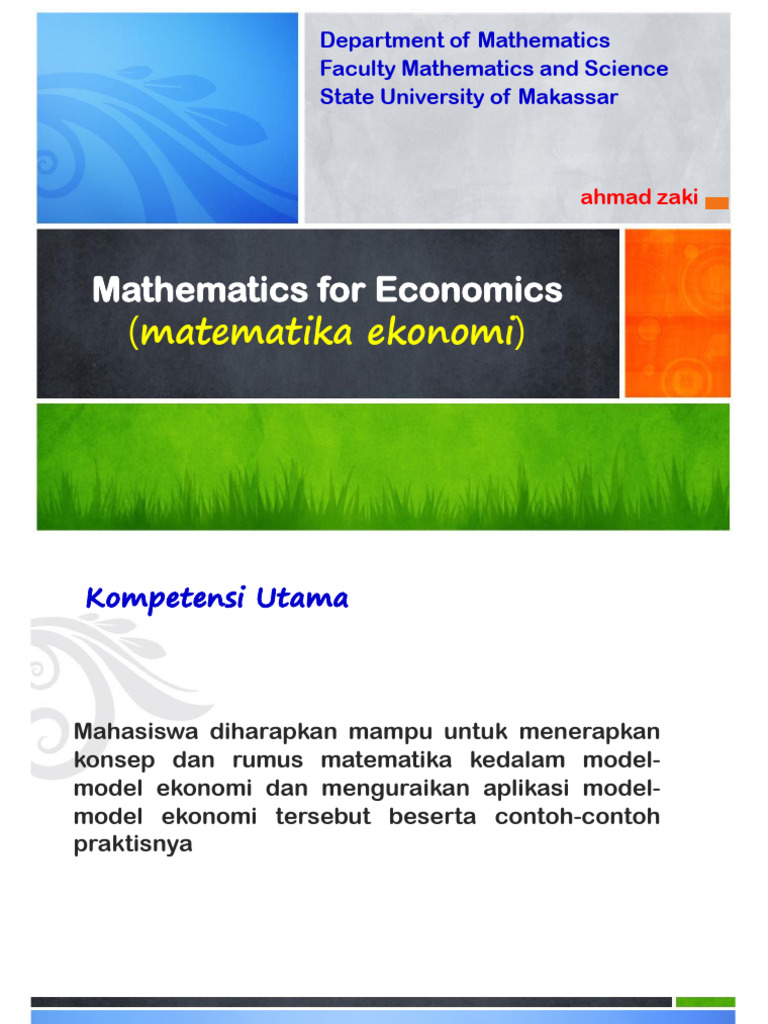 Mathematics for Economics Course Overview | PDF | Matrix (Mathematics ...