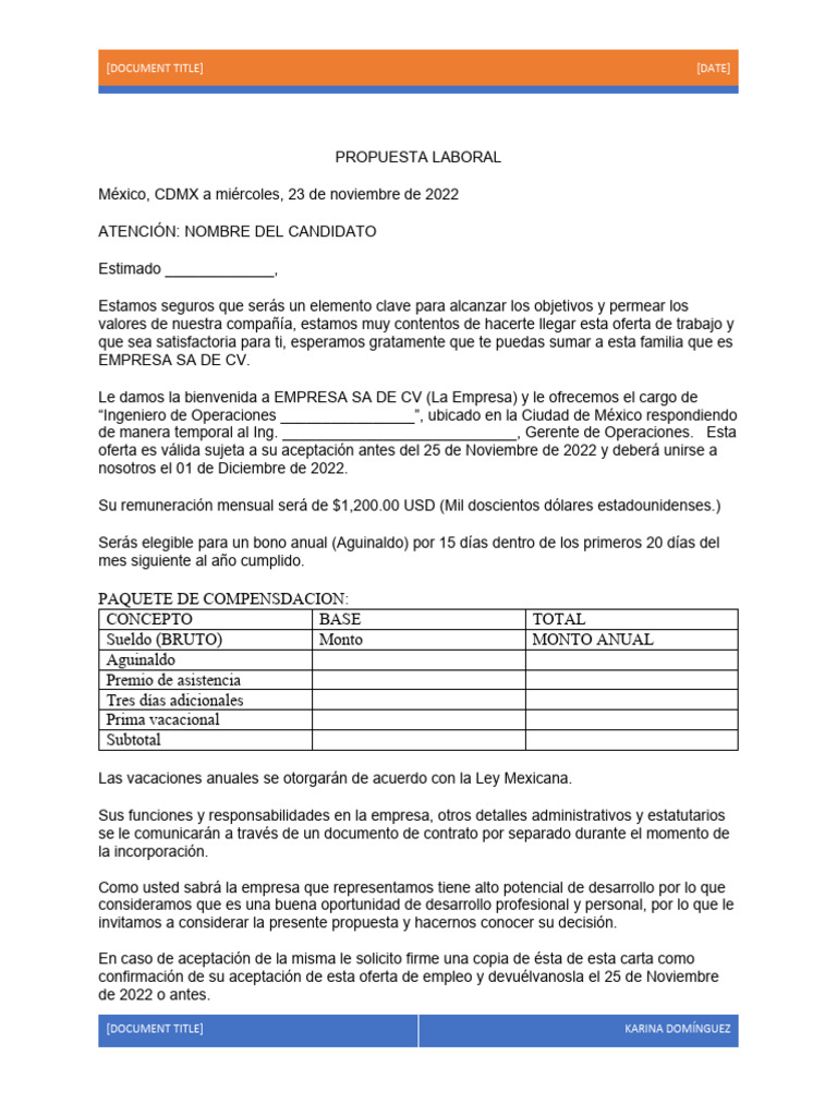 Propuesta Laboral | PDF | Business | Economias