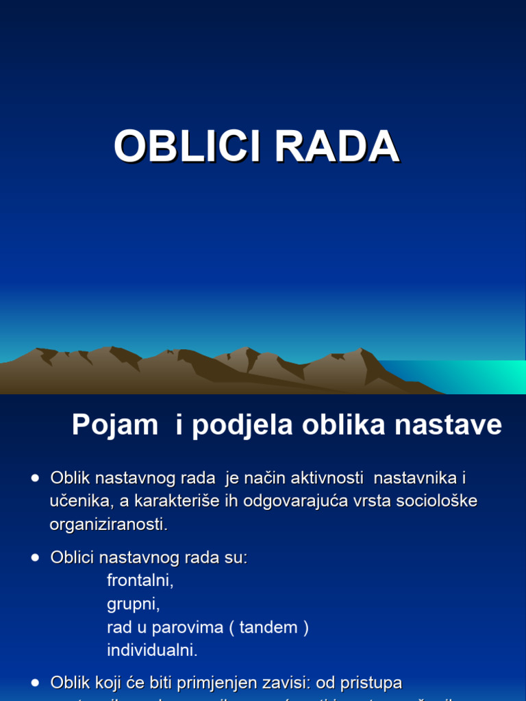 Oblici Rada U Nastavi | PDF