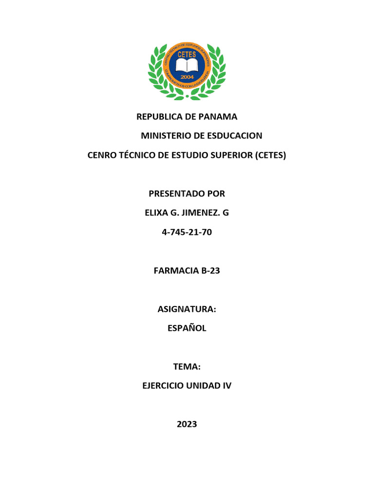 Ejercicio de La Unidad # 4 Español | PDF | Puntuación | Ortografía