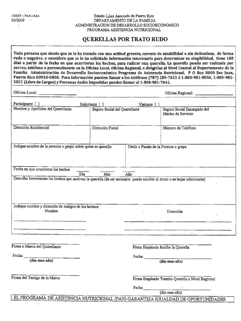 Querella de Trato Rudo PAN PR - DEPARTAMENTO DE LA FAMILIA | PDF