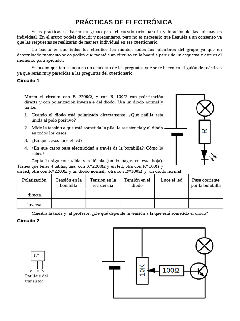 Practicas Electronica | PDF | Diodo | Diodo emisor de luz