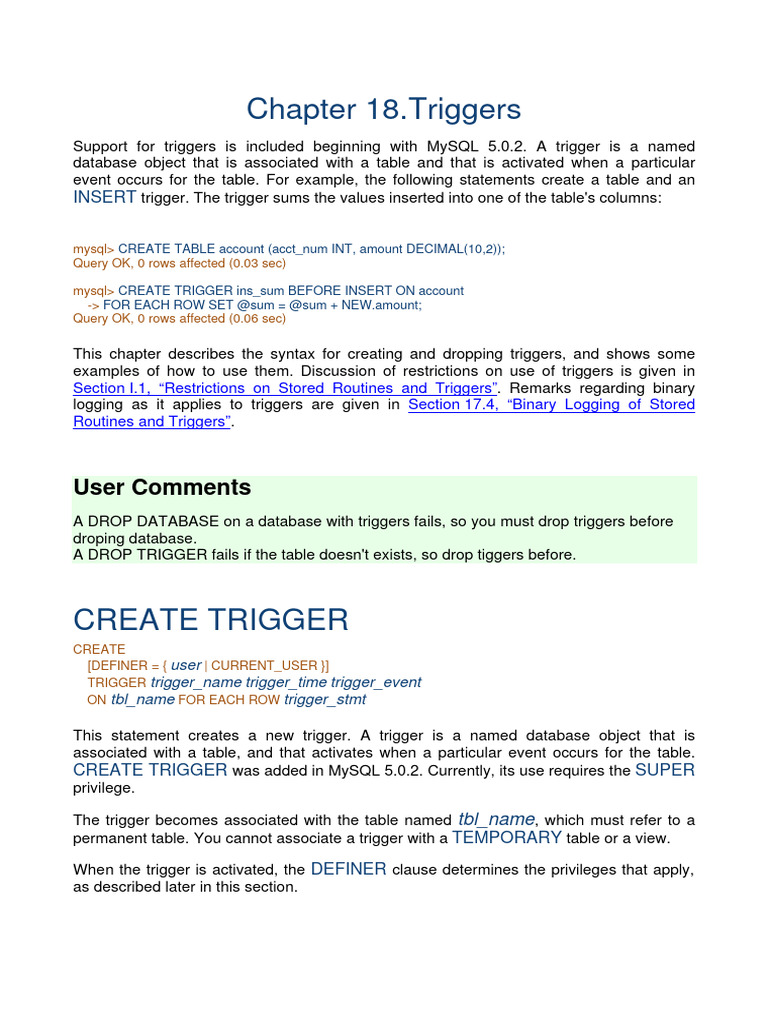 Triggers | PDF | Table (Database) | Computer Data Triggers | PDF | Table (Database) | Computer Data