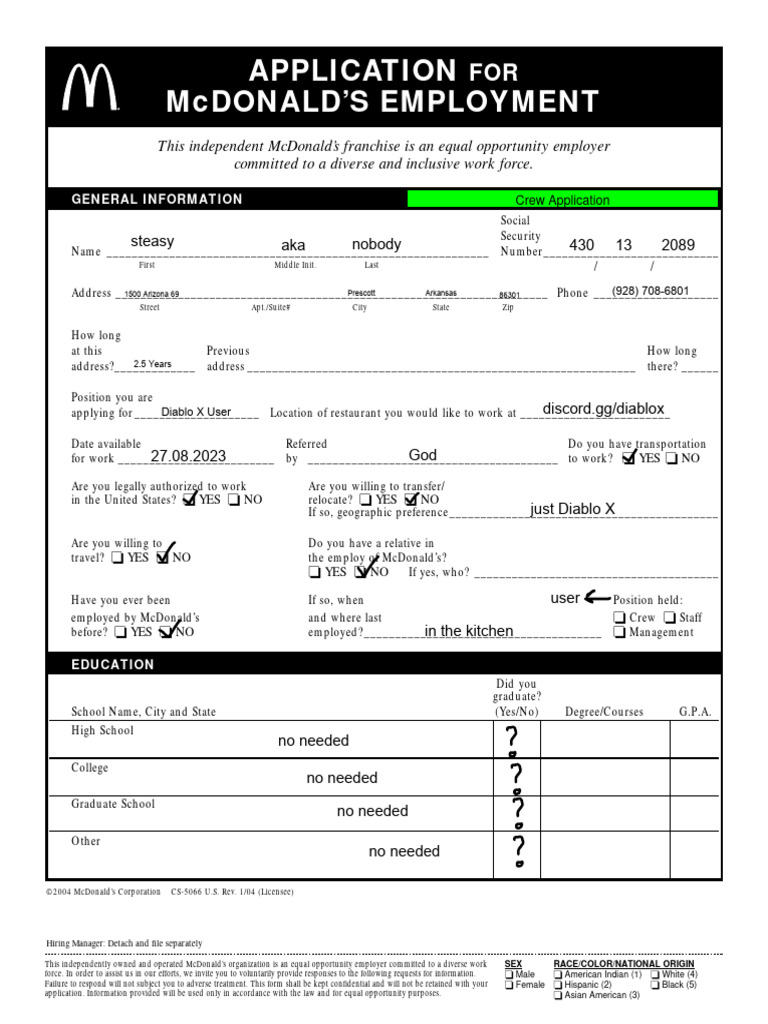 Crew Application | PDF | Franchising | Employment