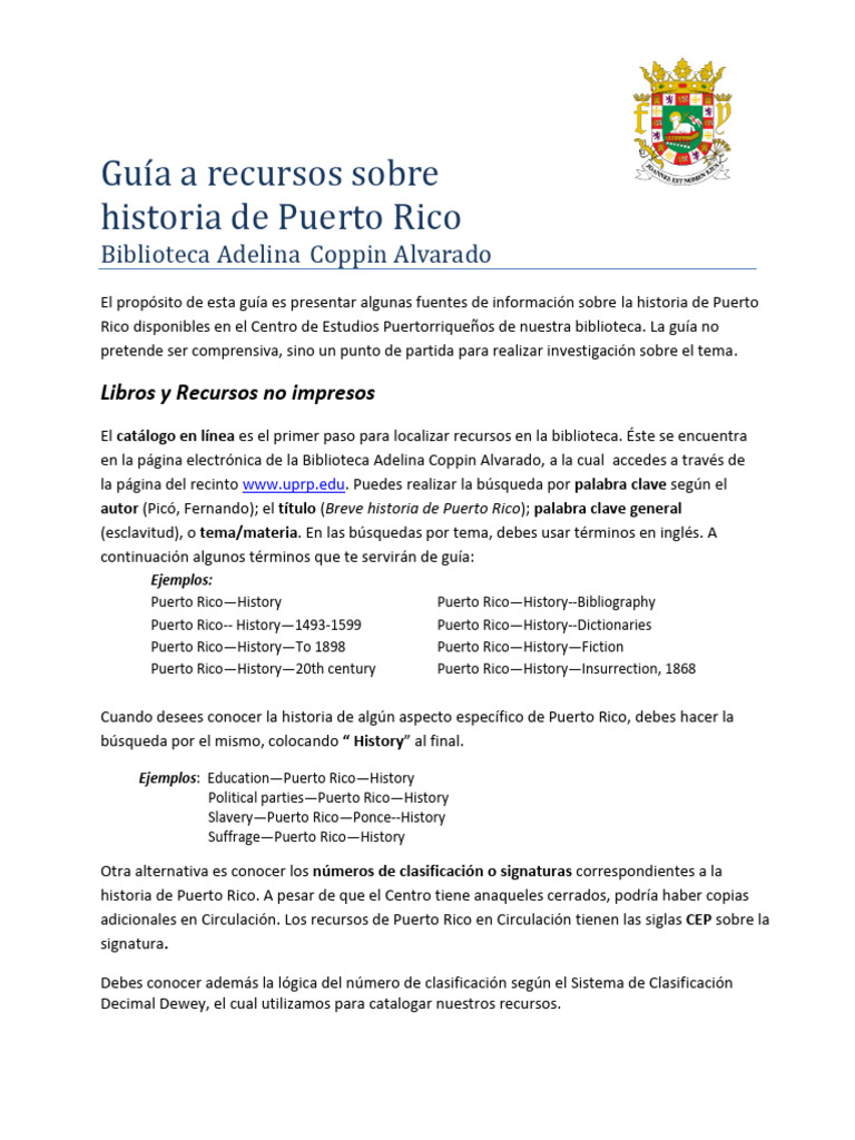 Guia de Recursos Historicos - De-Puerto-Rico | PDF | Puerto Rico