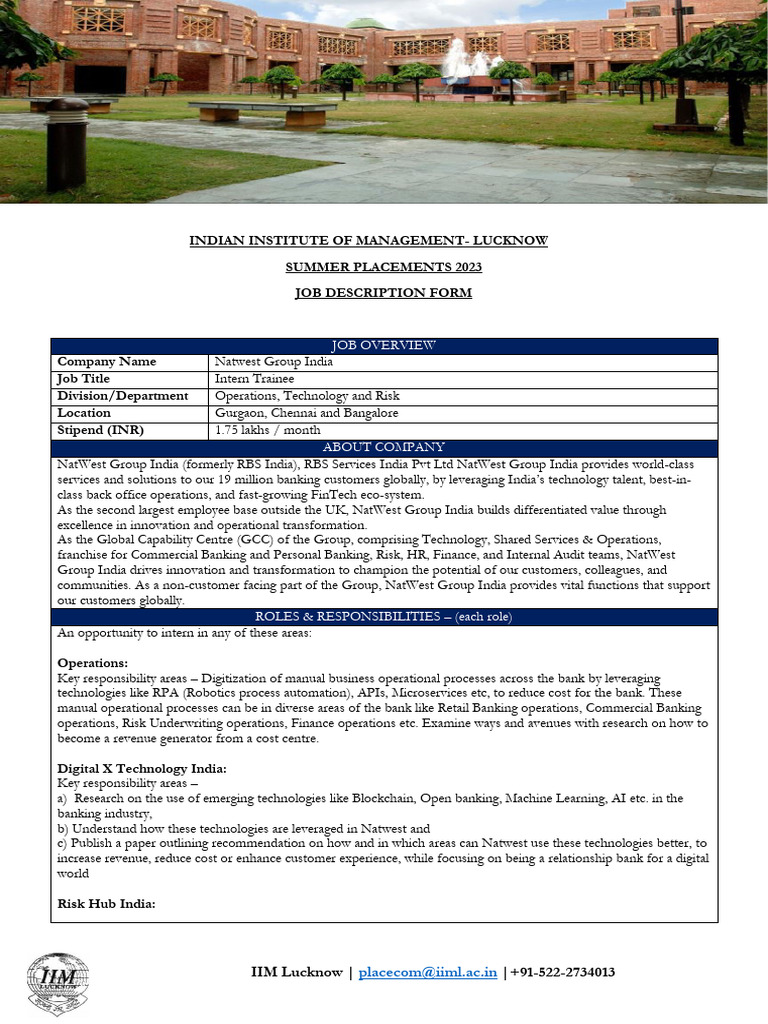 JD Form - NatWest Group | PDF | Banks | Risk