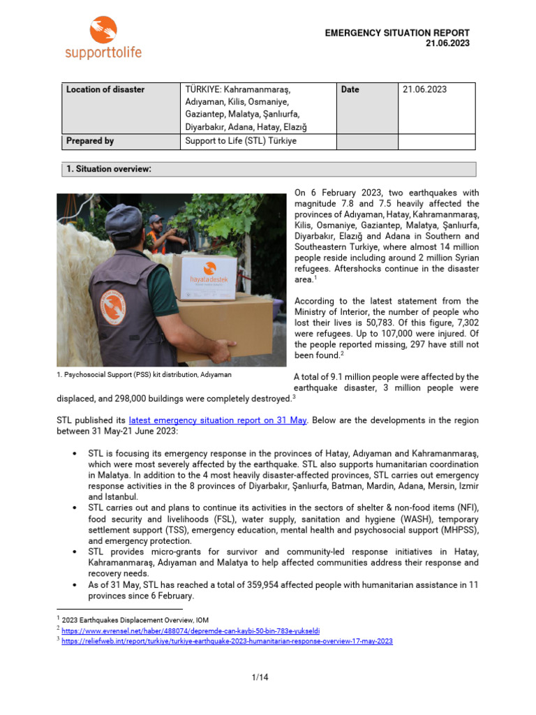 Antakya Earthquake Response Update | PDF | Wash | Humanitarian Aid