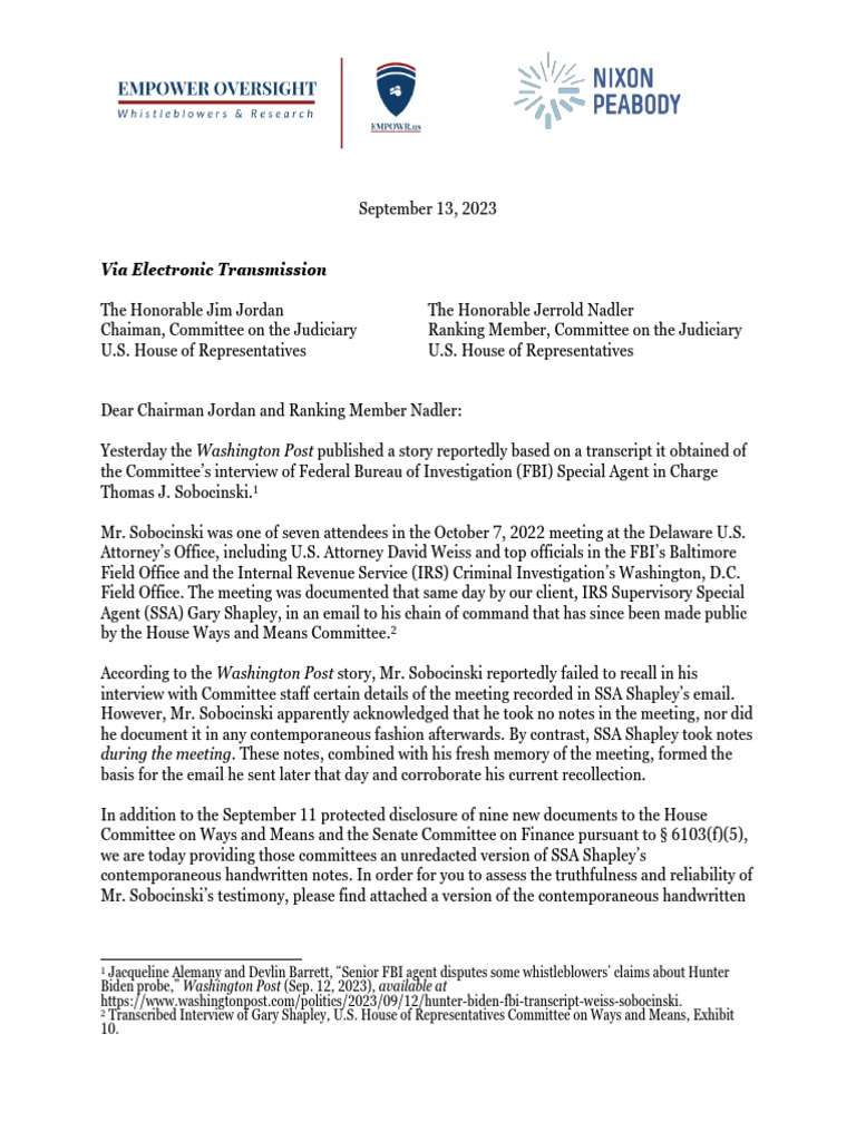 Whistleblower Letter | PDF | Federal Government Of The United States ...