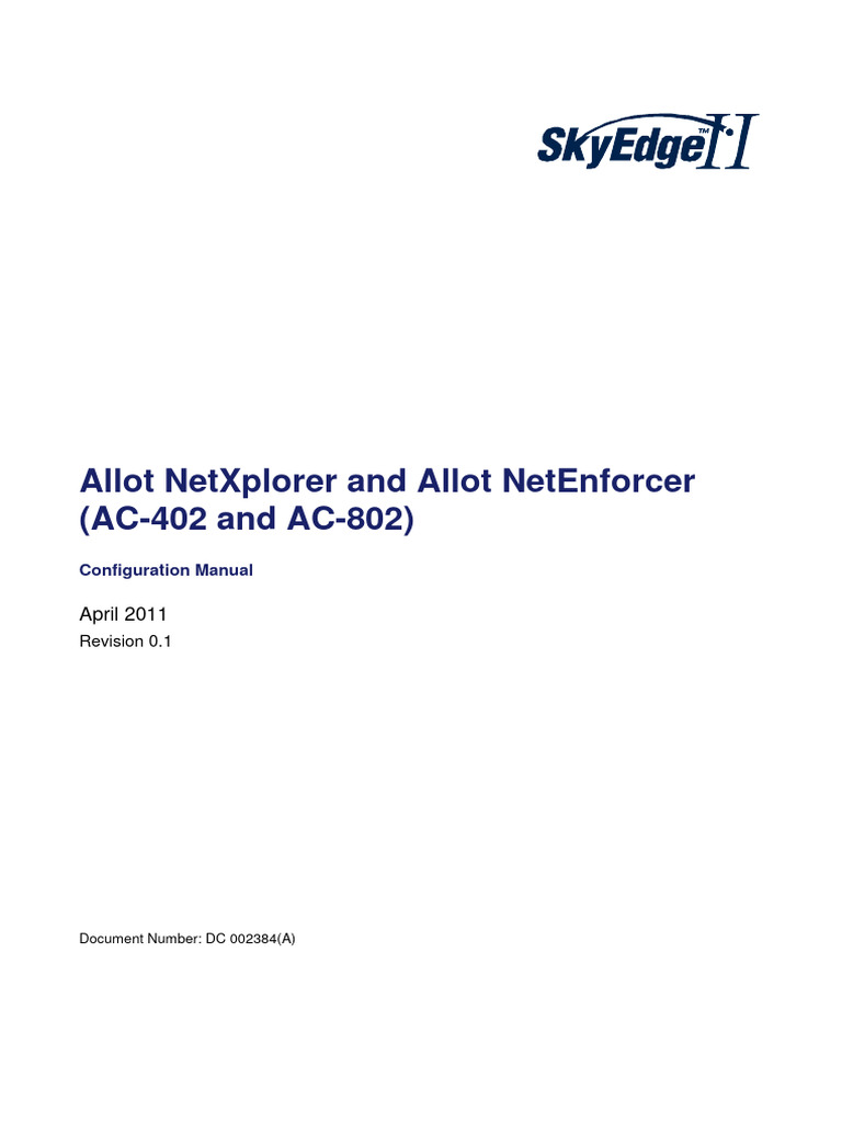 Allot AC-402 and AC-802 Configuration and Maintenance For Customers ...
