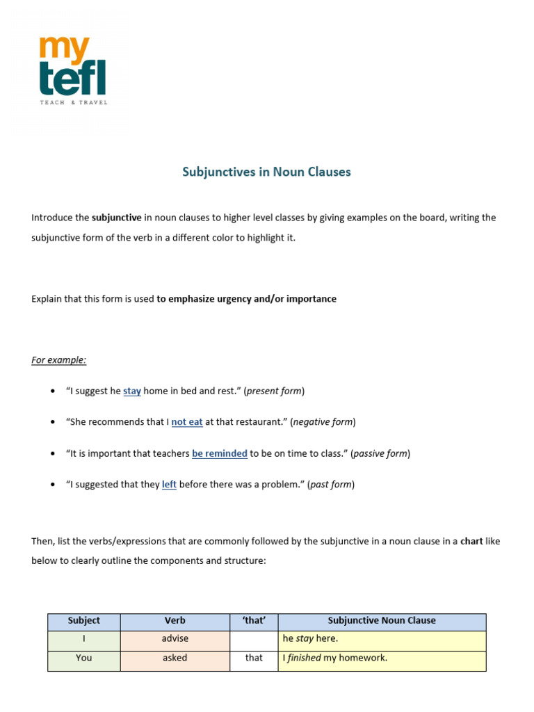 Subjunctives in Noun Clauses | PDF | Clause | Verb