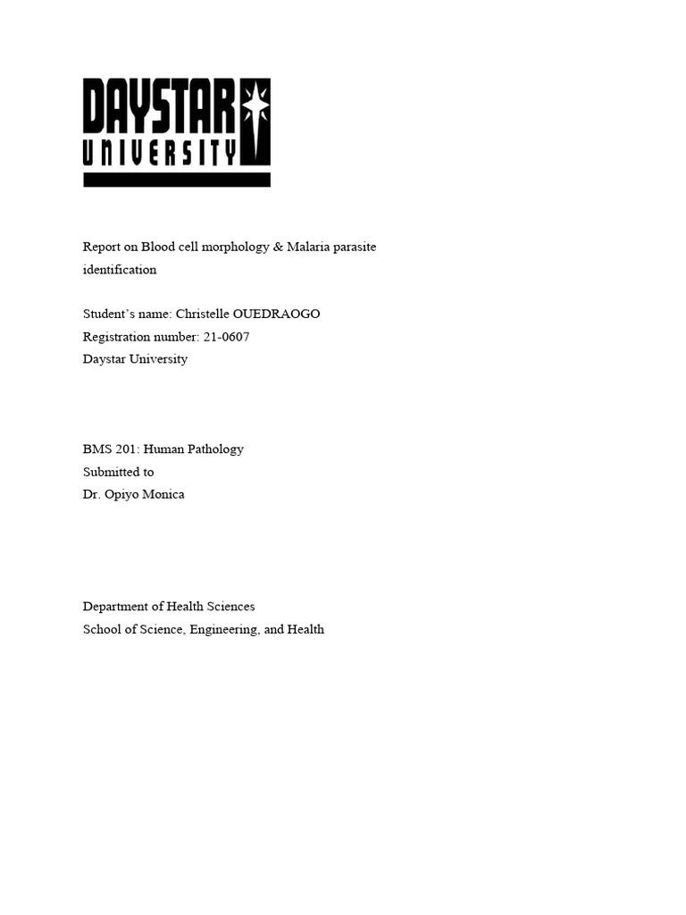 Blood Cells Morphology and Parasites Identification | PDF | Malaria ...
