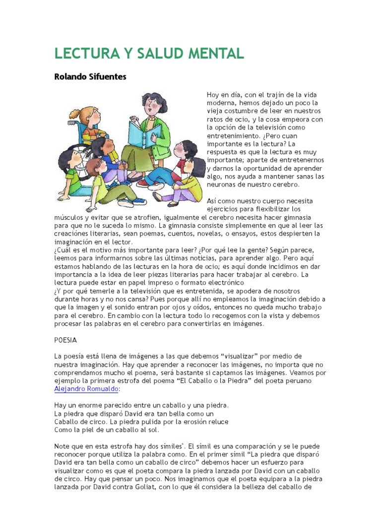 Lectura Y Salud Mental Cuentos Lectura Proceso
