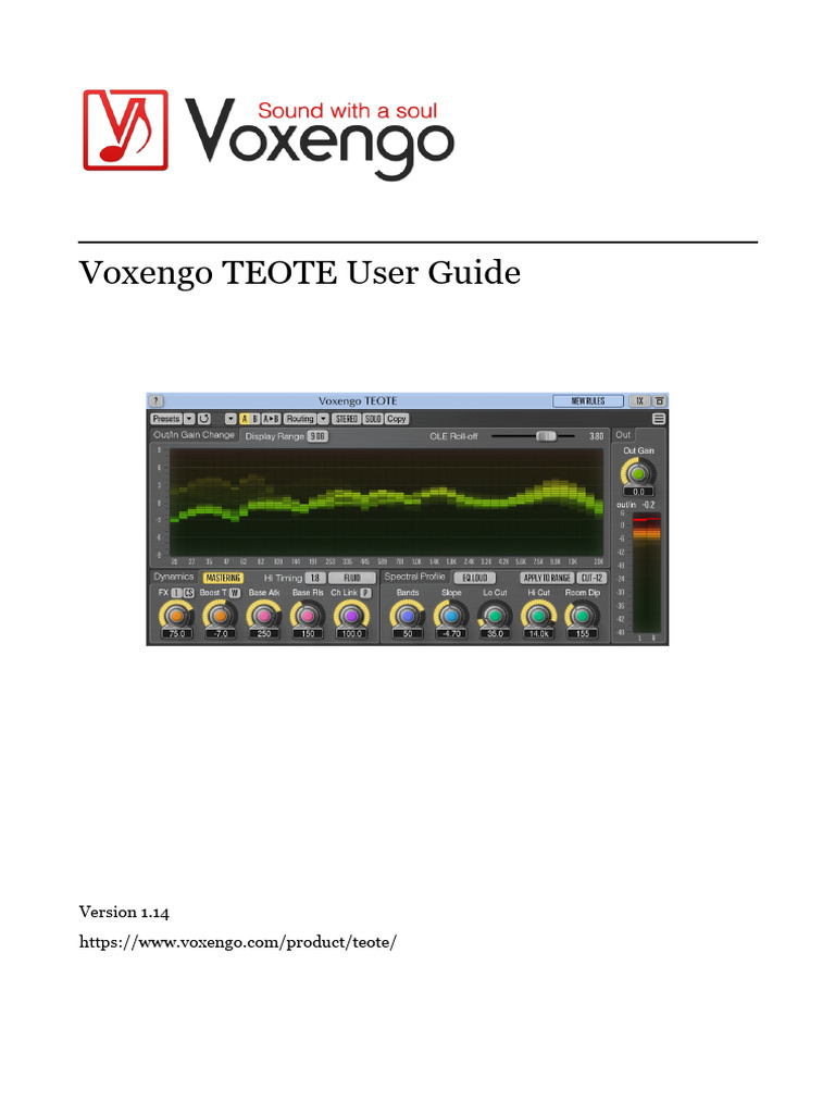 Voxengo TEOTE User Guide en | PDF | Equalization (Audio) | Spectral Density