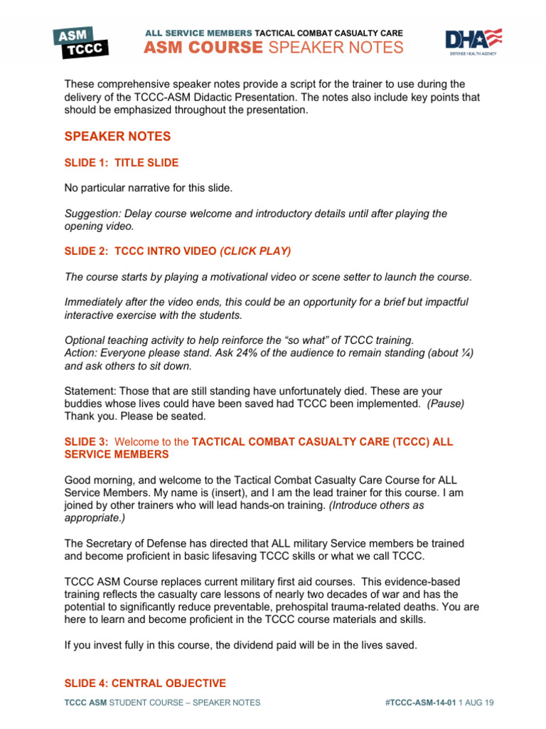 Asm Course Speaker Notes | PDF | Injury | Burn