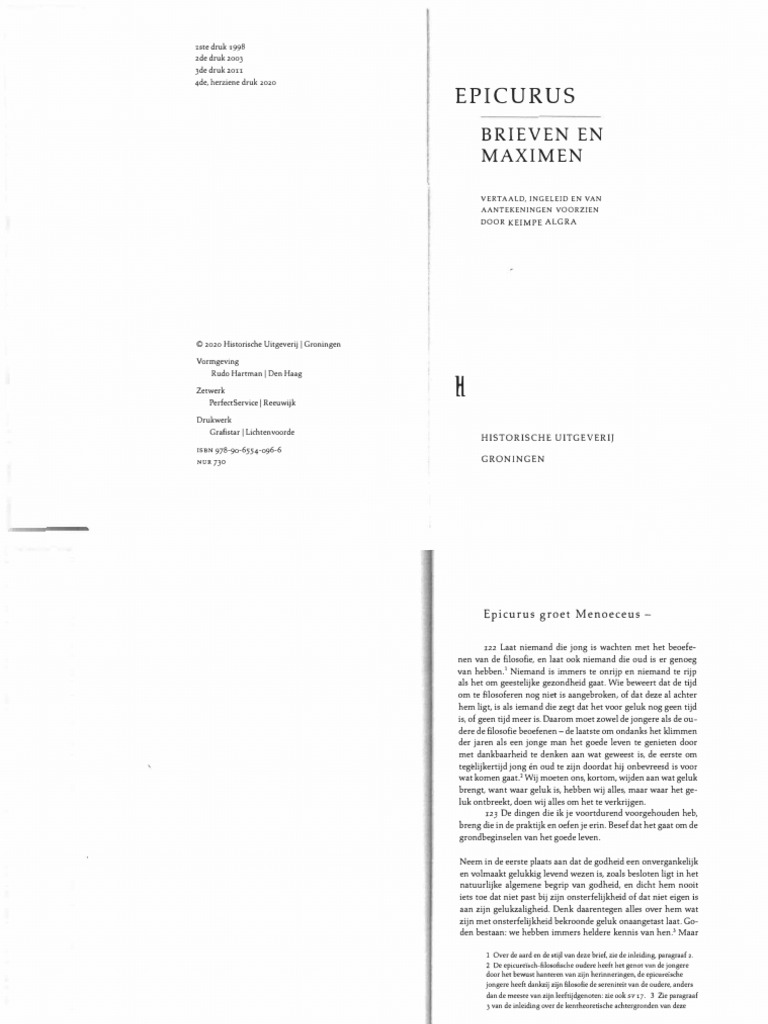 Epicurus Brief Aan Menoeceus | PDF