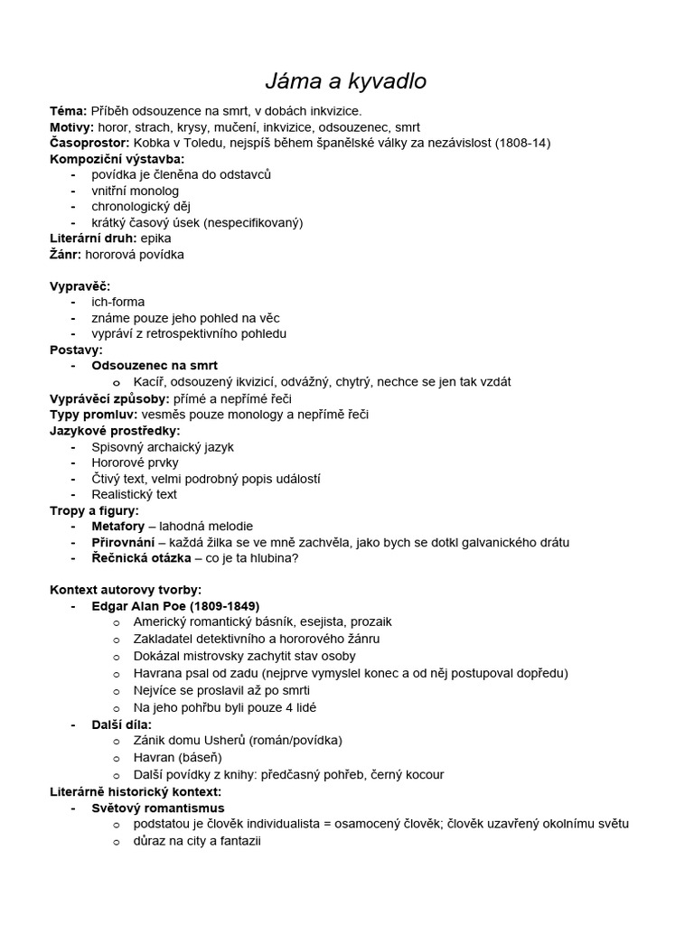 Jáma a kyvadlo | PDF