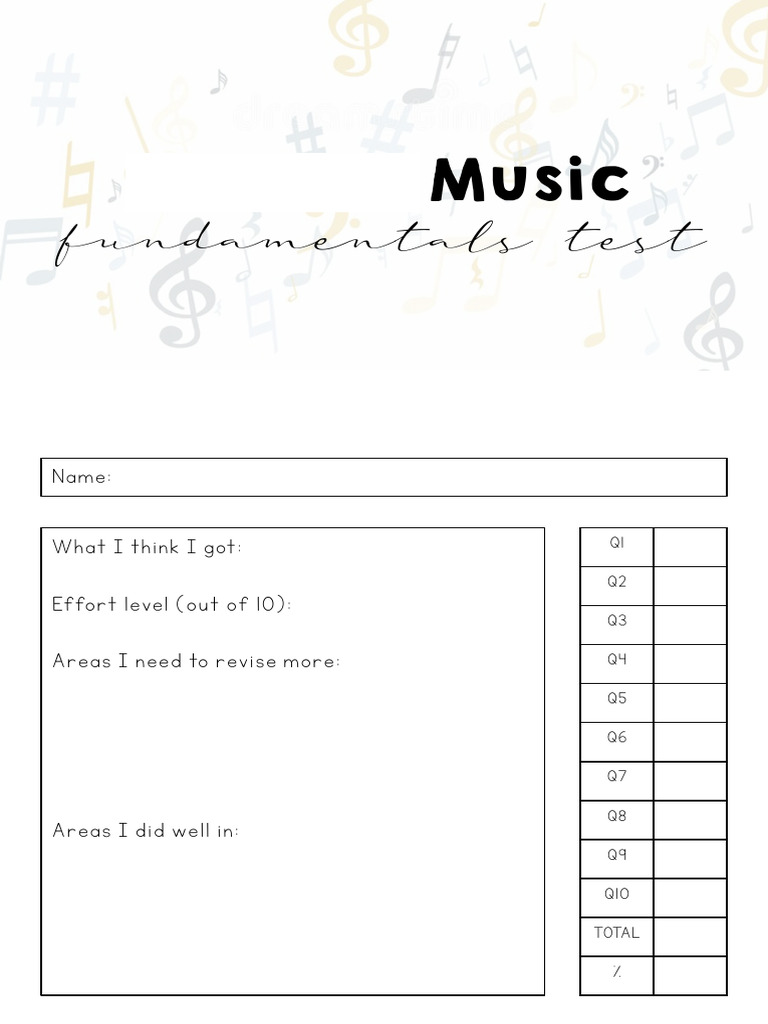 5th Year Music Fundamentals Test Guide | PDF