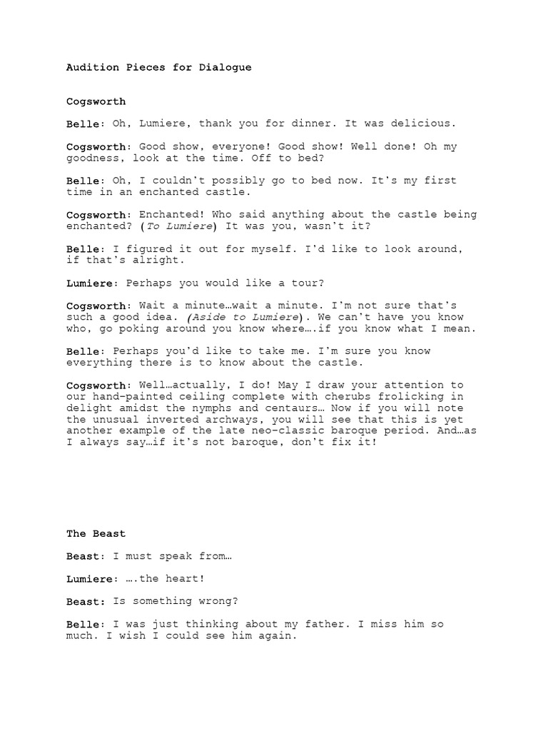 Musical Auditions - Dialogue | PDF