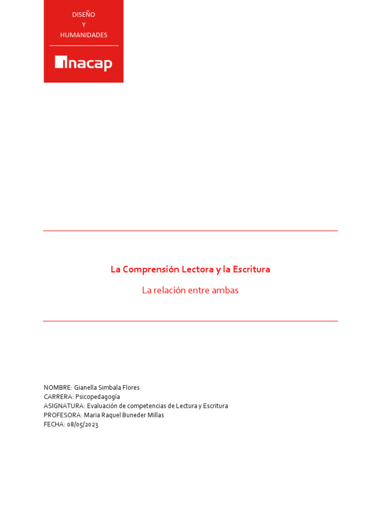 La Comprensión Lectora y La Escritura | PDF | Comprensión lectora ...