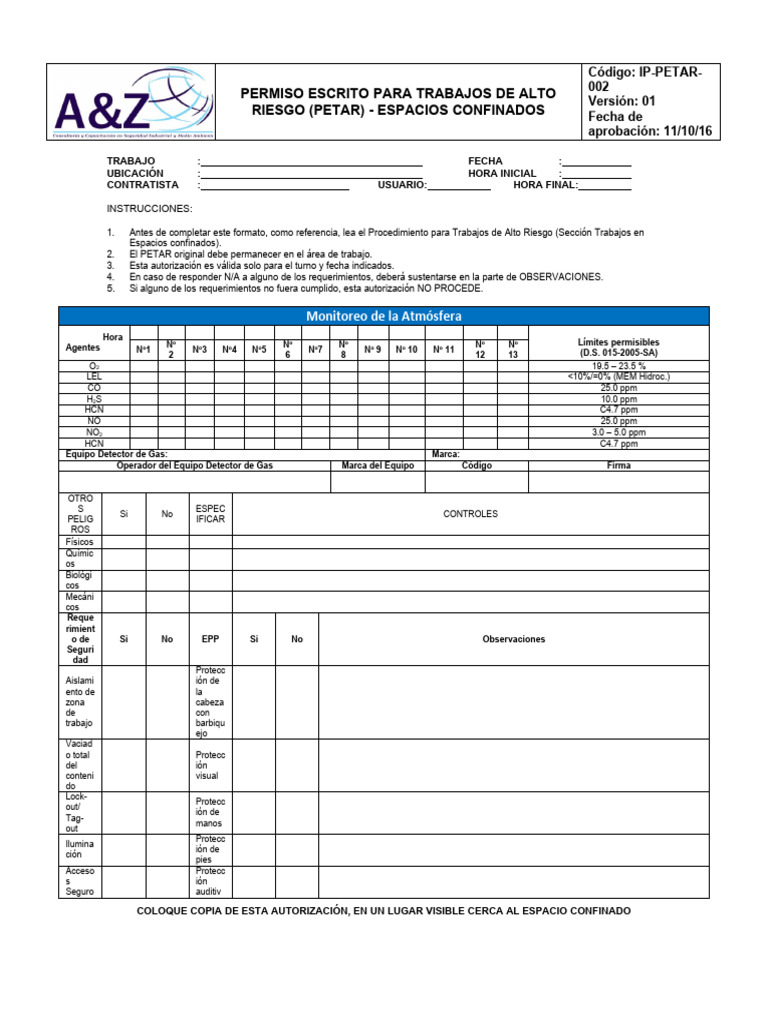 PETAR - Espacios Confinados | PDF PETAR - Espacios Confinados | PDF