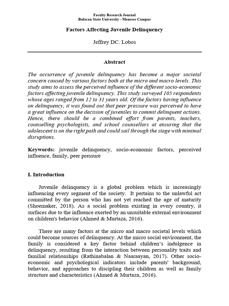 Thesis | PDF | Juvenile Delinquency | Behavioural Sciences