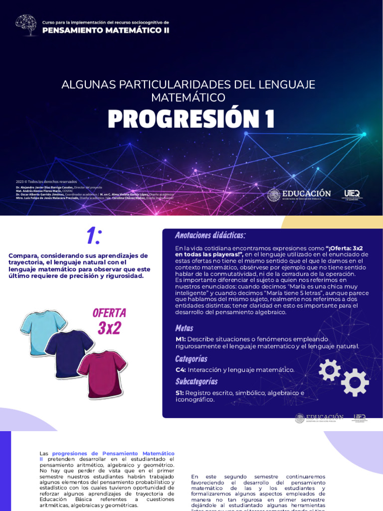 Progresión 1 | PDF | Ecuaciones | Multiplicación