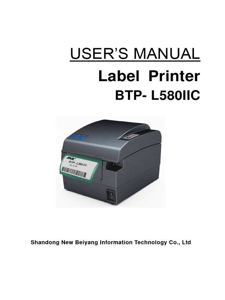 Btp-L580iic User's Manual v1.0 | PDF | Printer (Computing) | Usb