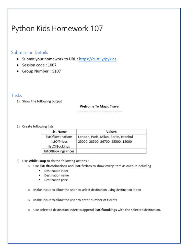 Python Kids - Homework107 | PDF