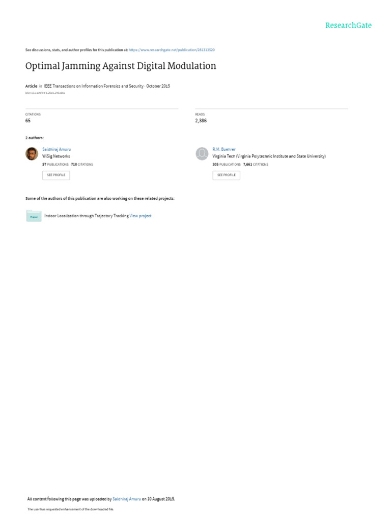 RF Jamming Research Paper | PDF | Modulation | Mathematical Optimization