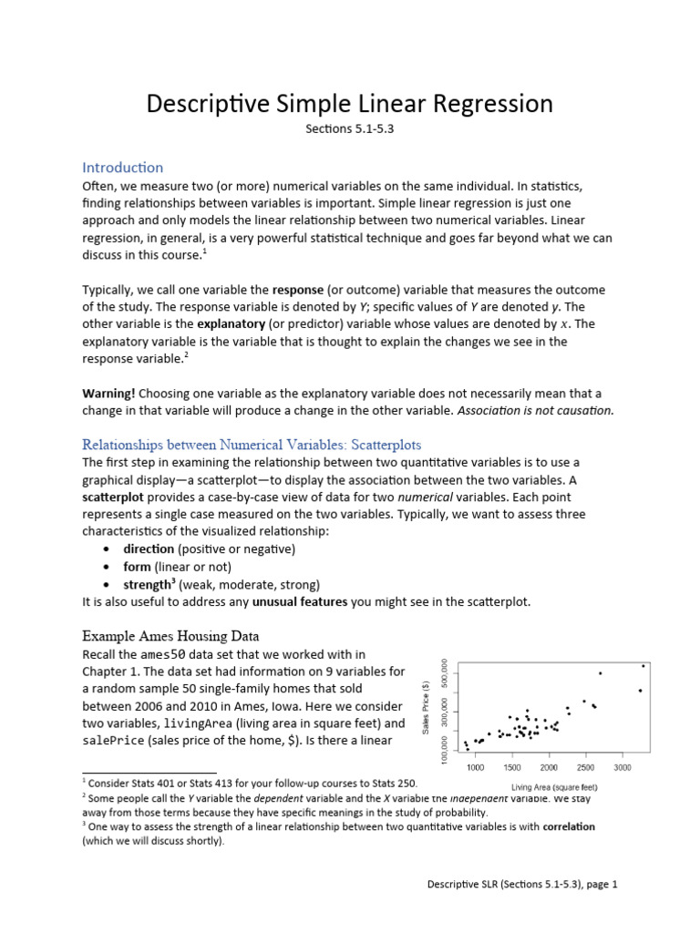 2 Descriptive Simple Linear Regression | PDF | Regression Analysis ...