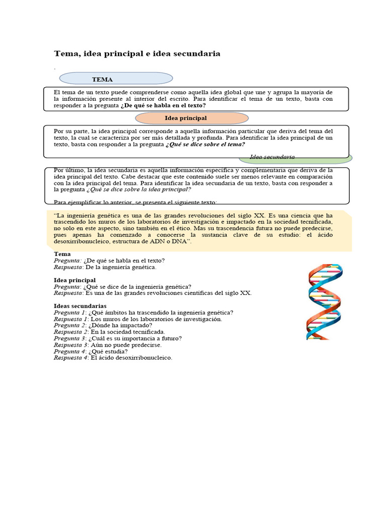Guía Idea Principal y Secundaria | PDF