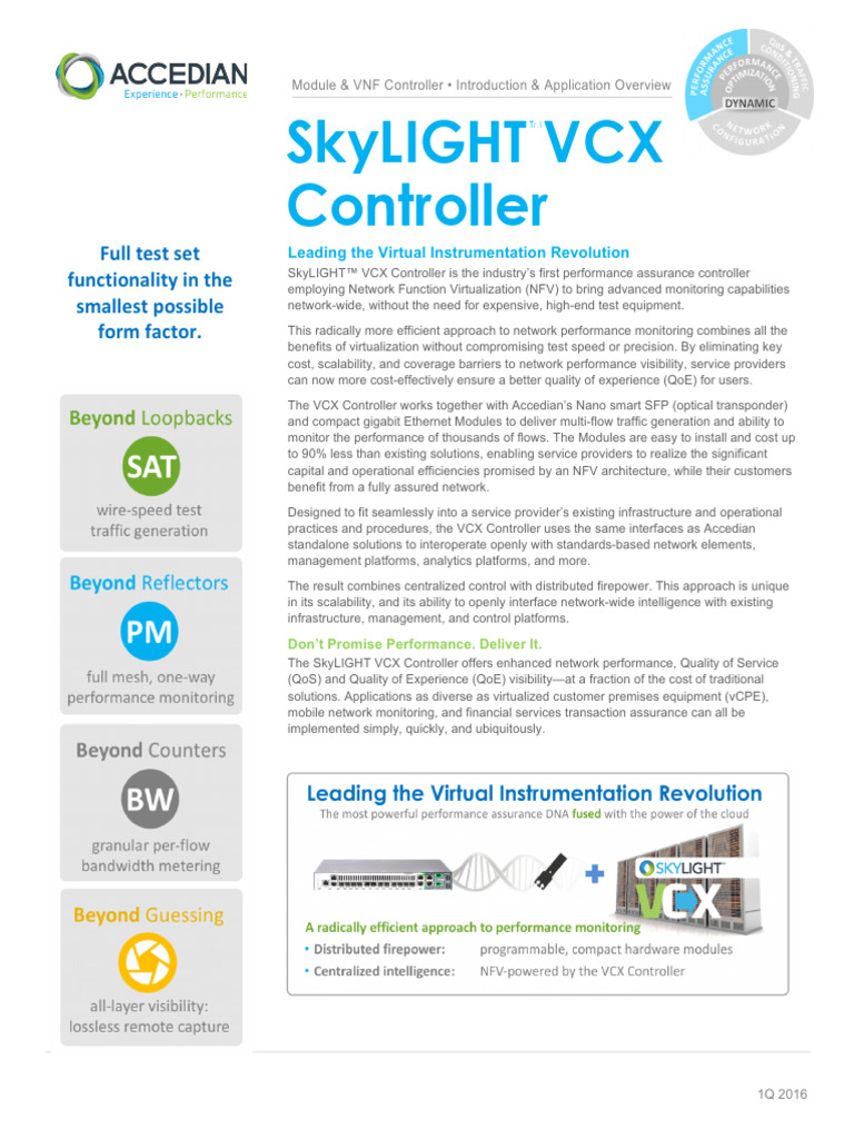 Accedian VCX Controller Product Brief 2016 1Q | PDF | Computer Network ...