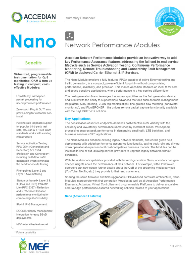 Datasheet - Nano Module - 2016-1Q | PDF | Quality Of Service | Computer ...