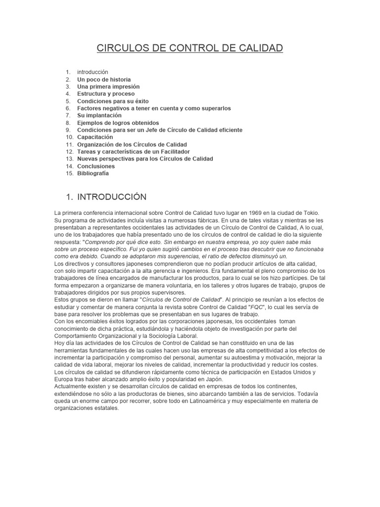 Círculos de Calidad: Guía Completa | PDF | Business | Calidad (comercial)