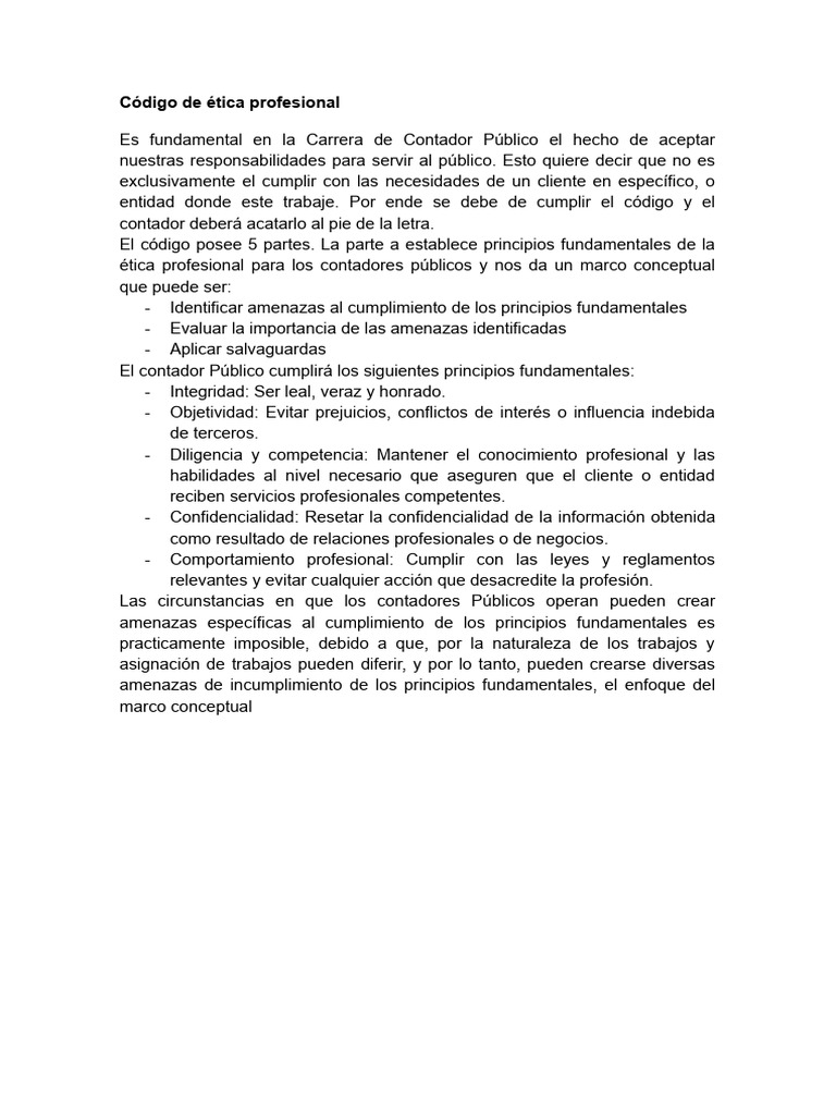 Código de Ética Profesional | PDF