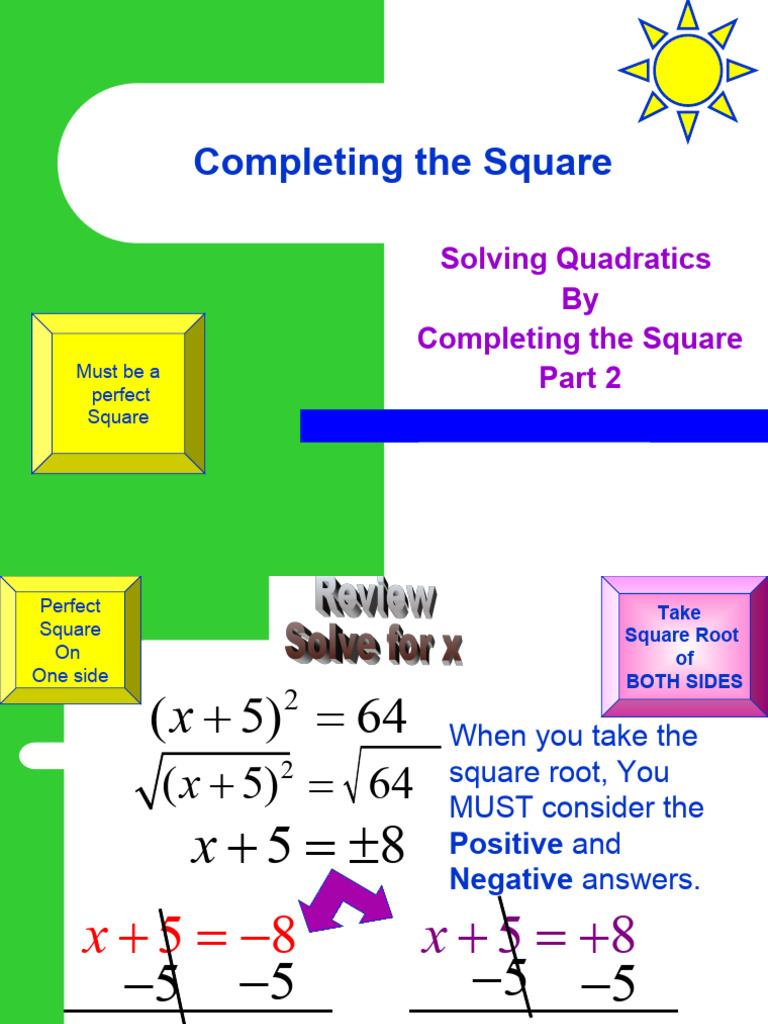 Completing The Square | PDF | Quadratic Equation | Applied Mathematics