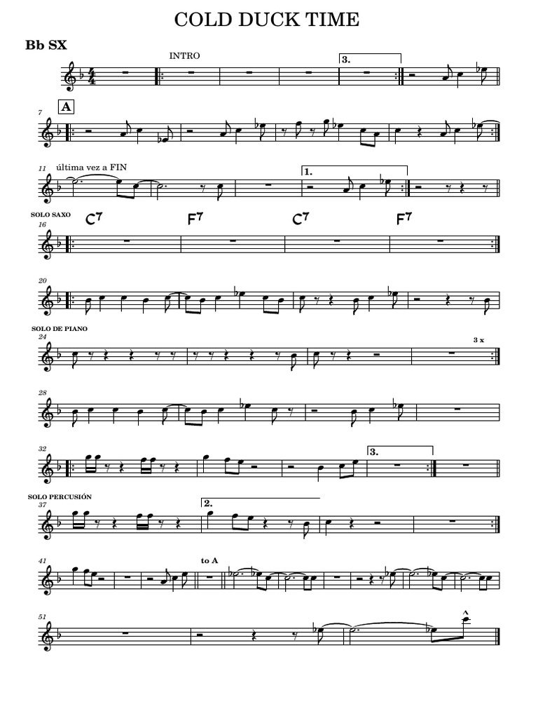 COLD DUCK TIME BB Sax | PDF