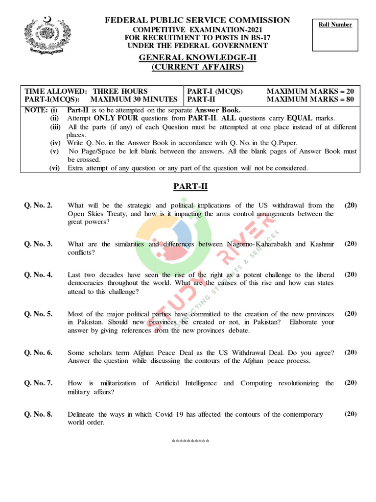 Current Affairs 2021 CSS Past Paper | PDF | Global Politics | Government