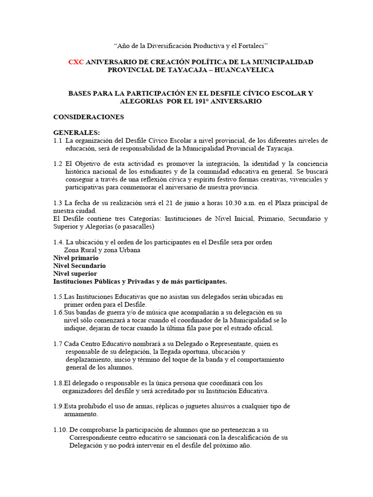 Bases Del Desfile Escolar | PDF