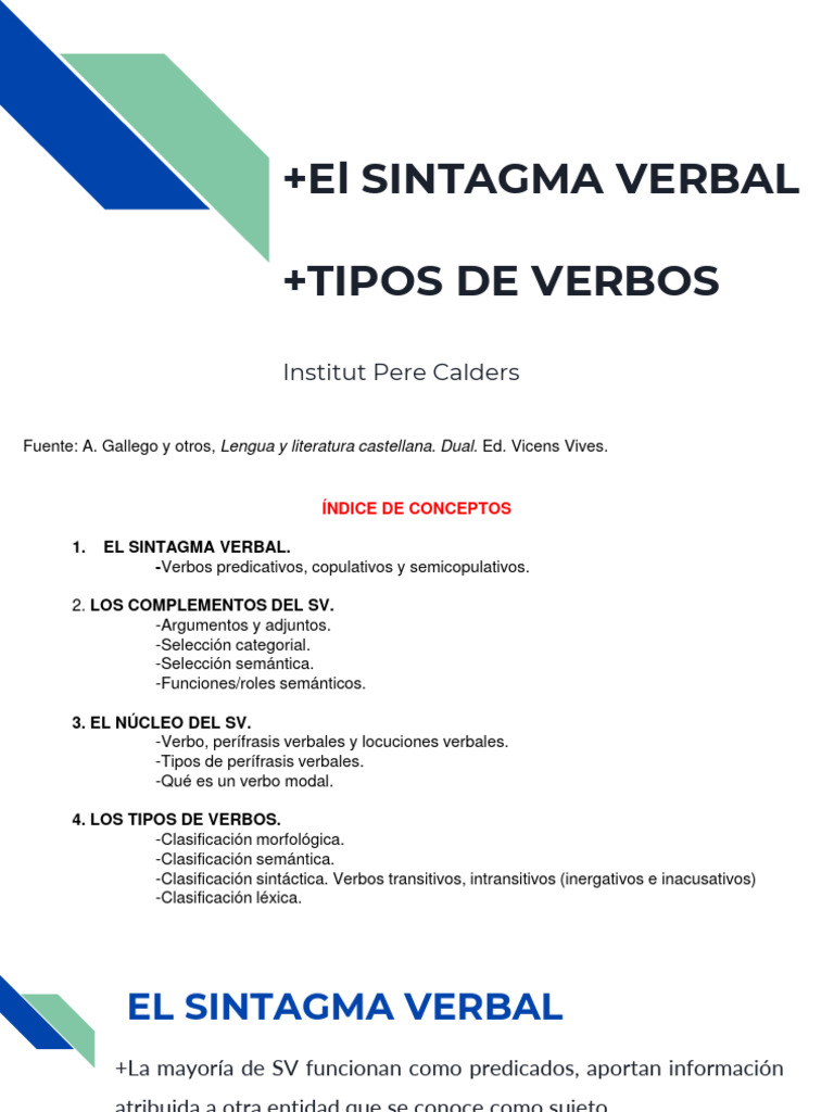 Sintagma Verbal y Tipos de Verbos | PDF | Verbo | Morfología