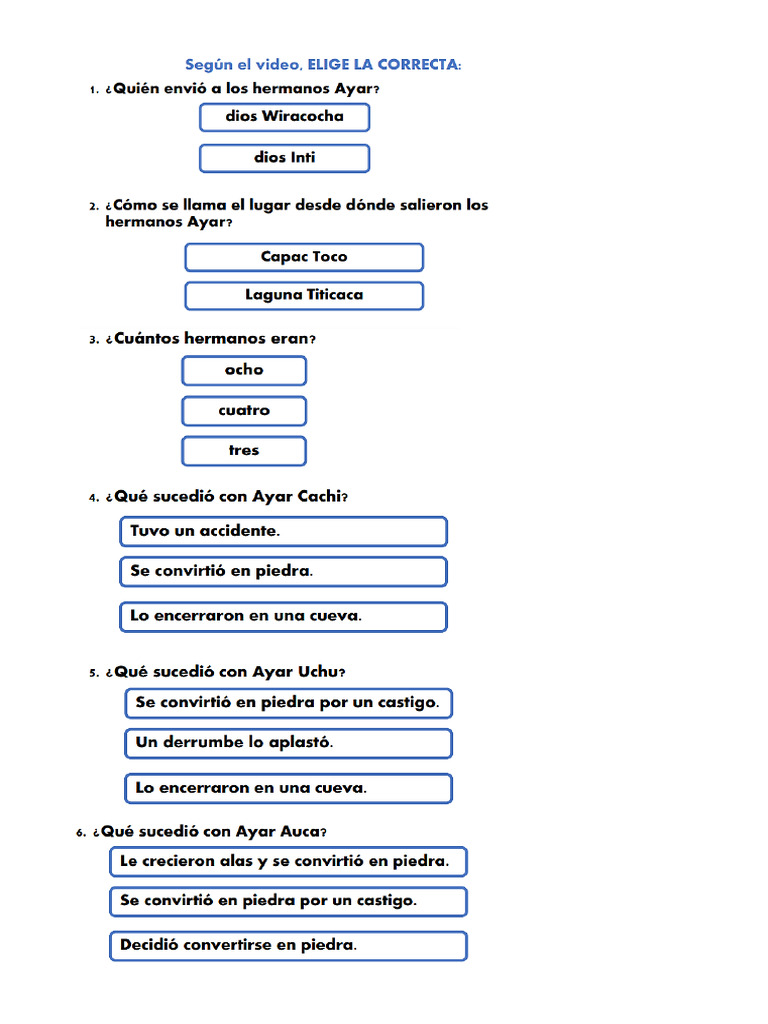 Ficha de Hermanos Ayar | PDF