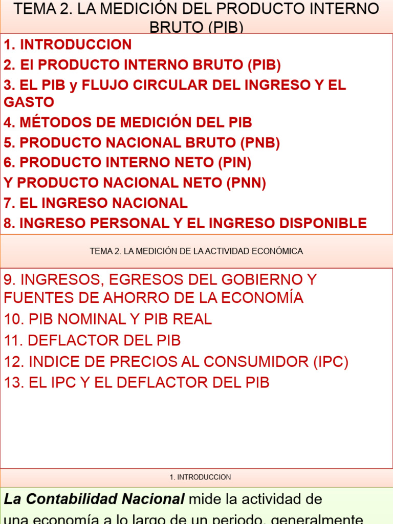 Tema 2 La Medicion Del Pib Pdf Costo De La Vida Producto Interno