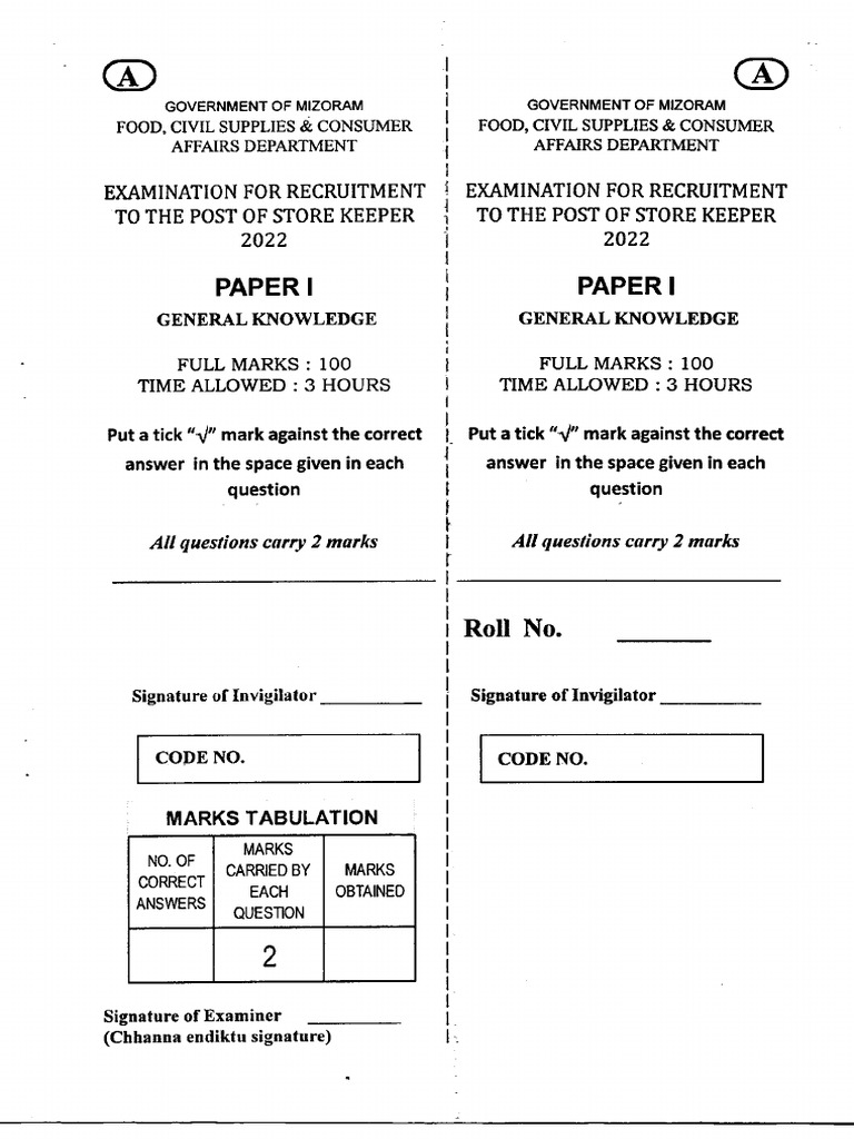 Pages 424 Storekeeper 2022 Paper I General Knowledge | PDF