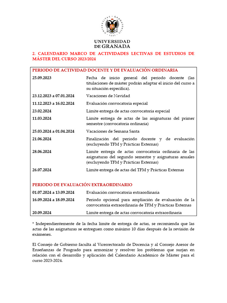 Calendario Master 2023 2024 | PDF