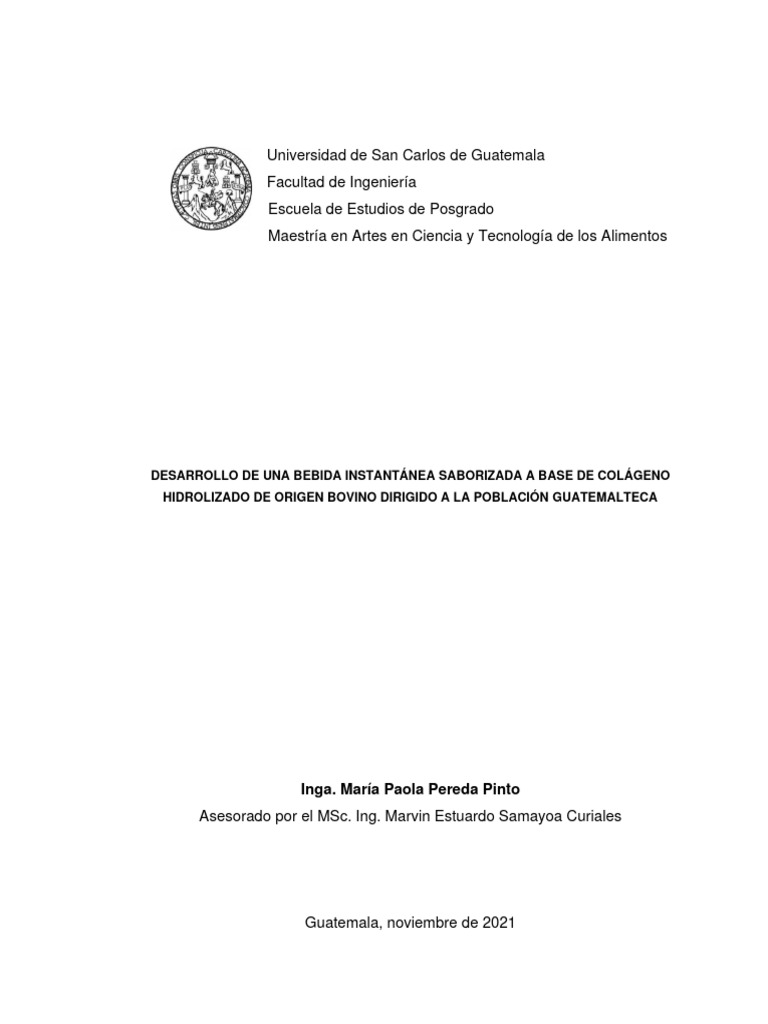 Tesis Bebida USAC | Descargar gratis PDF | Alimentos | Proteínas